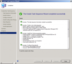 task sequence completed | just another windows noob