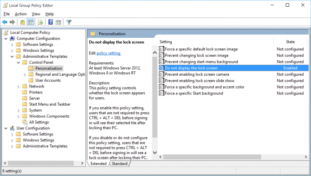 do not display lock screen | just another windows noob