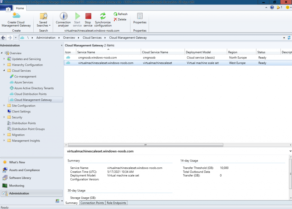 Creating a VMSS CMG and setting VM size with Technical Preview 2105 ...