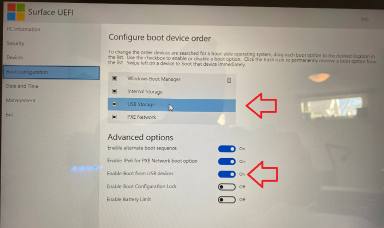 How to USB boot a Microsoft Surface Laptop 4 | just another windows noob