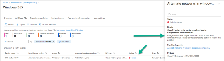Troubleshooting Windows 365 connection issues via the troubleshoot ...