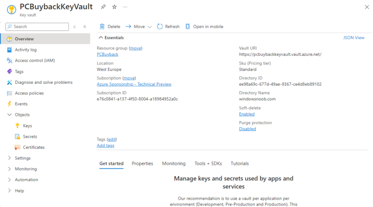 Getting started with Azure Key Vault | just another windows noob