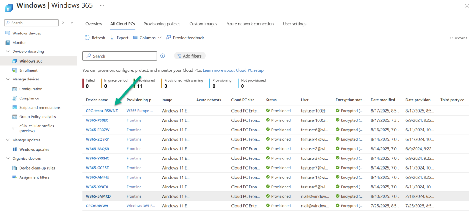 Recovering a Windows 365 Cloud PC that was de-provisioned due to ...
